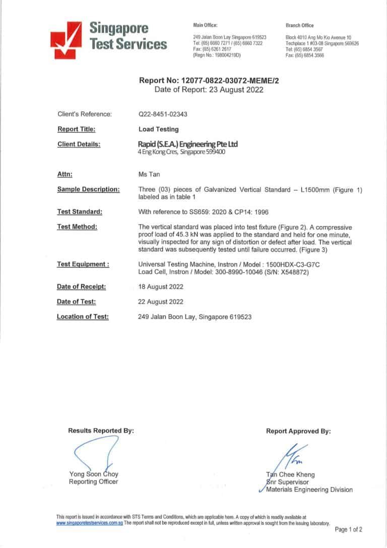 Scaffolding Test Report Ensure Your Quality - RapidSea
