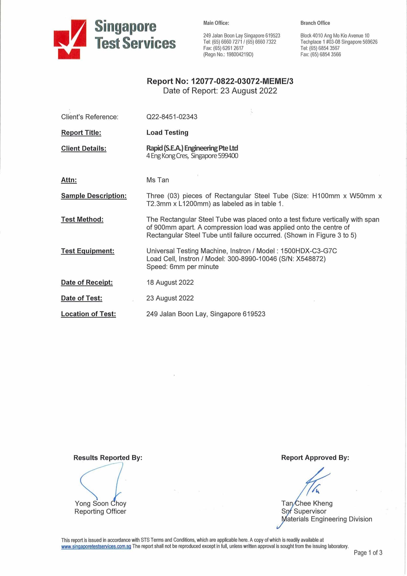 Scaffolding Test Report Ensure Your Quality - RapidSea